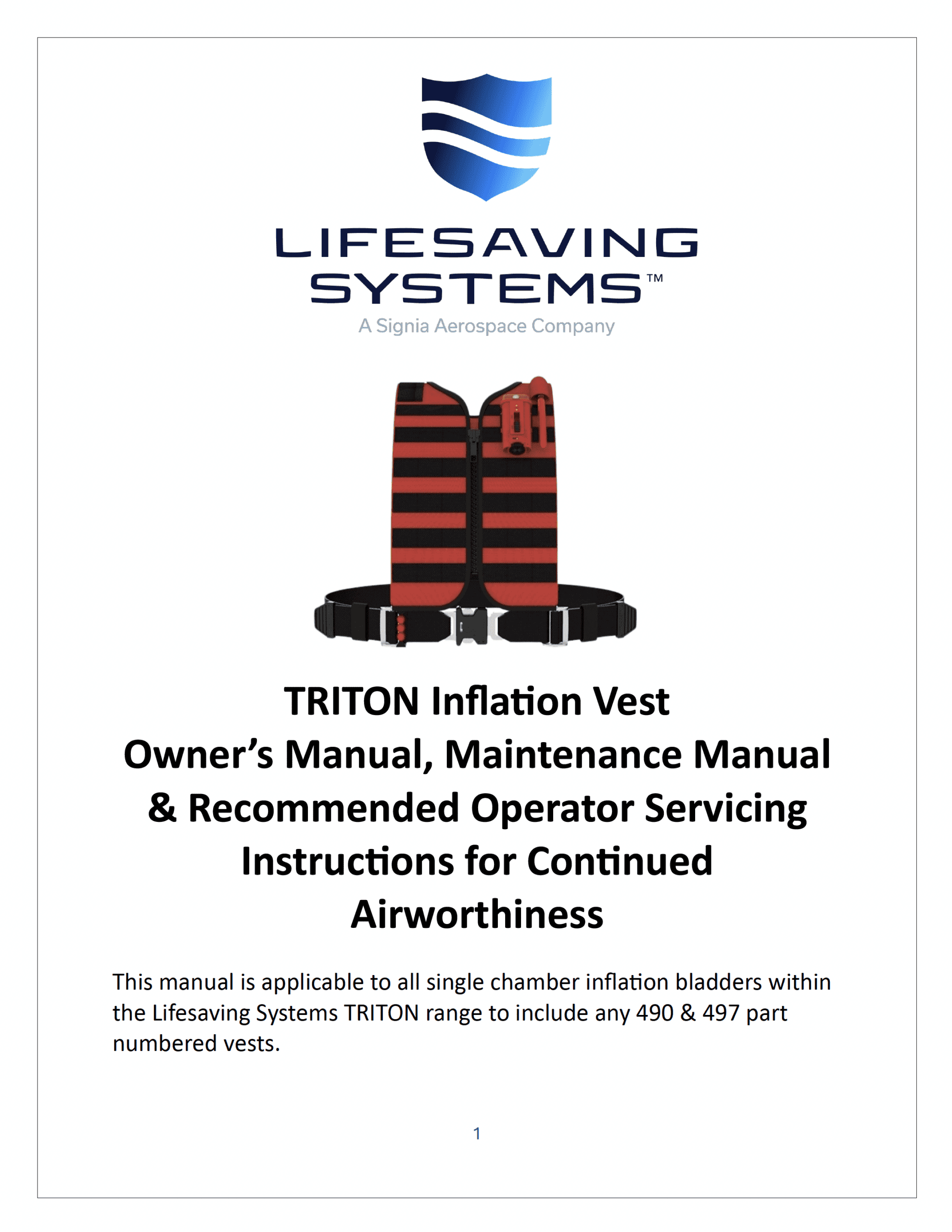 TRITON VEST OWNERS MANUAL – MAJOR UPDATE - Lifesaving Systems